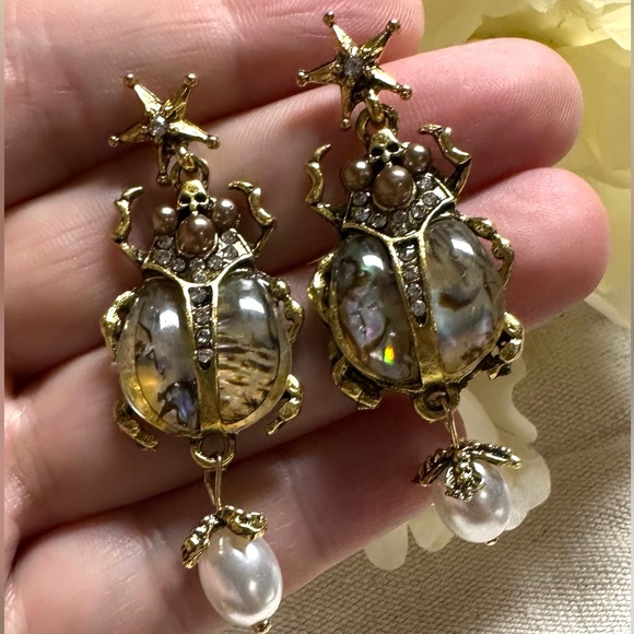 Free People | Jewelry | Bohemian Beetle Vintage Diamond Rustic Earrings ...